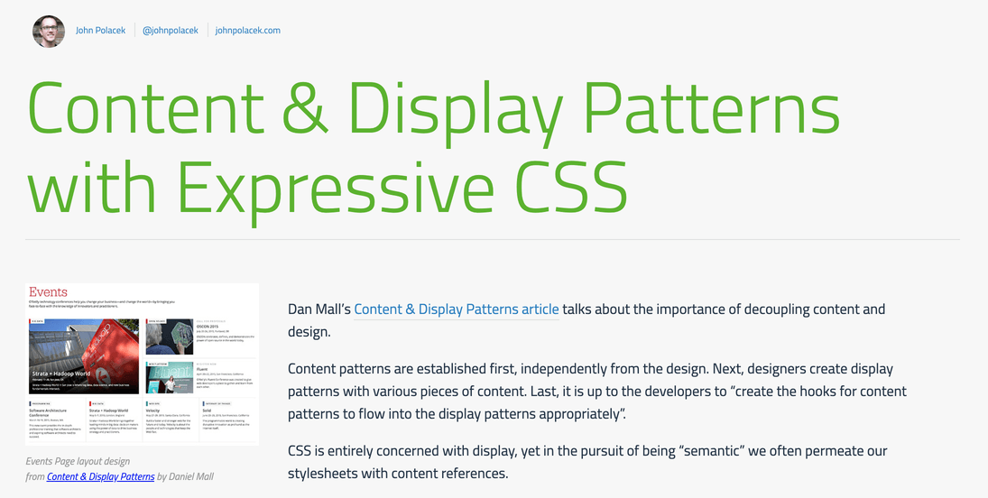 John Polacek | Content Display Patterns with Expressive CSS